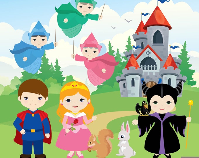 Princess Clipart - Sleeping Beauty Clipart Set/ Instant Download 14020 ...