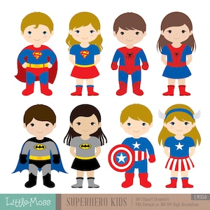 36 Kids Superhero Clipart, Superheroes Kids Clipart, Superheroes ...
