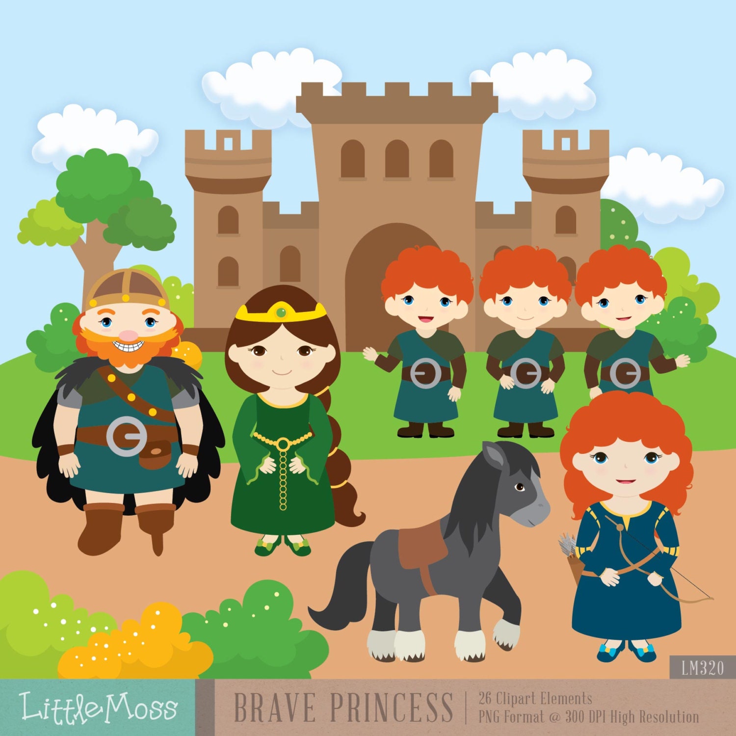 Brave Princess Digital Clipart | Etsy