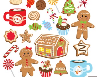 Christmas Cookies Clip Art, Watercolor Christmas Clip Art, Digital ...