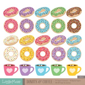Donuts and Coffee Digital Clipart and Papers, Doughnut Clipart - Etsy