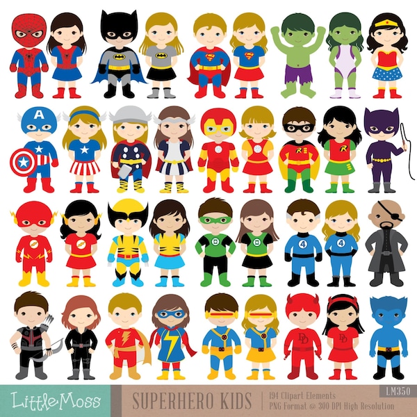 Superhero Clipart - Etsy