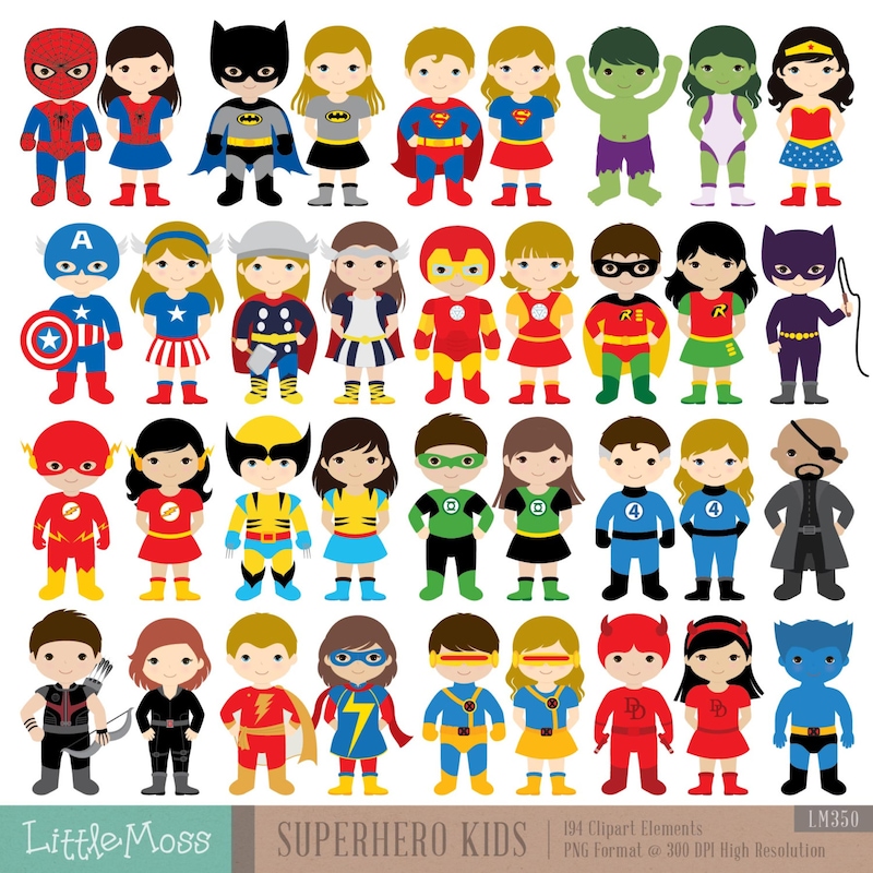 Superhero Clipart - Etsy