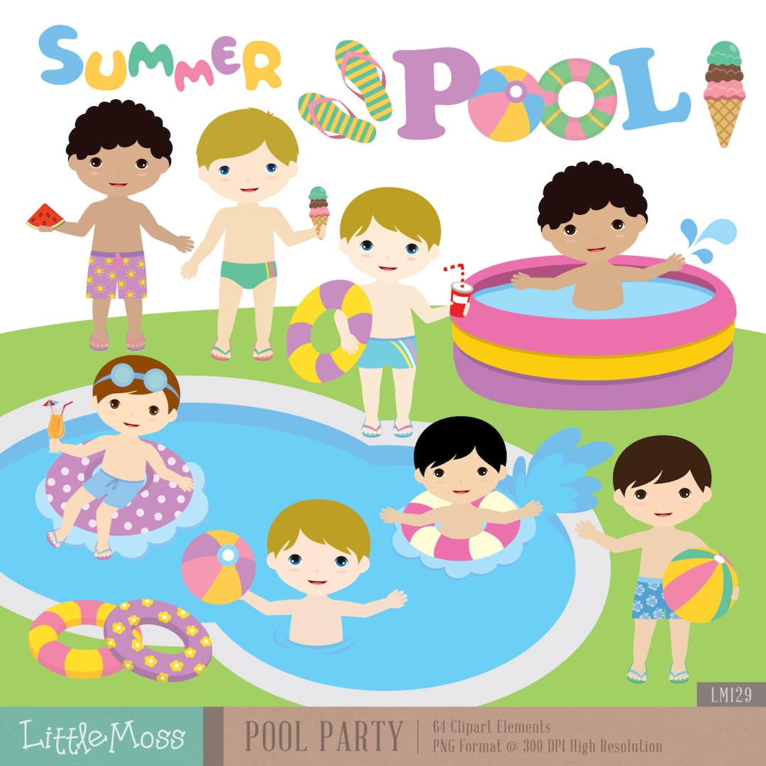 Boys Pool Party Digital Clipart - Etsy