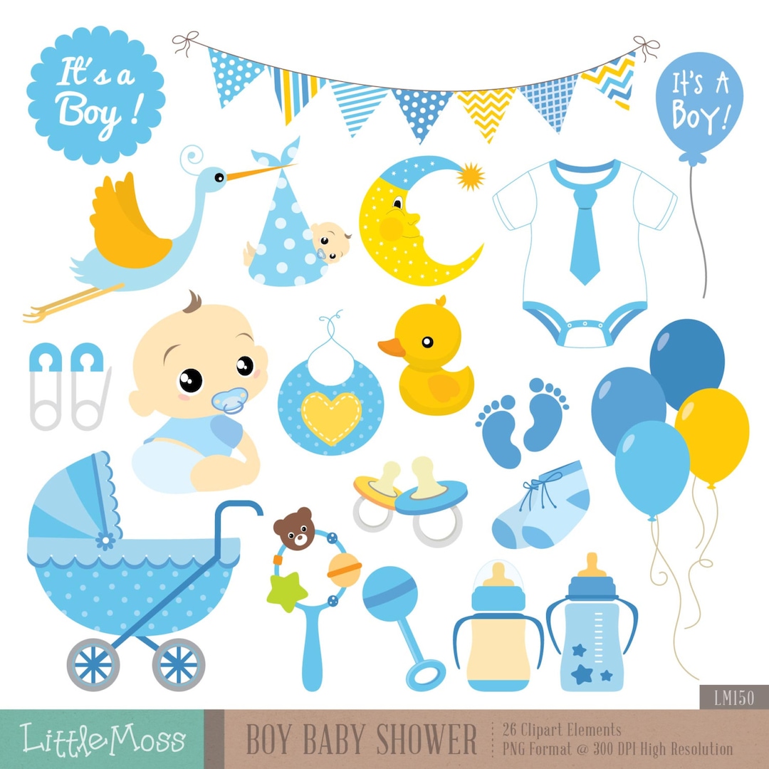 Boy Baby Shower Digital Clipart - Etsy
