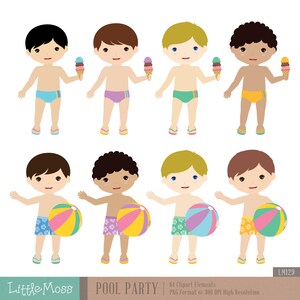 Boys Pool Party Digital Clipart - Etsy