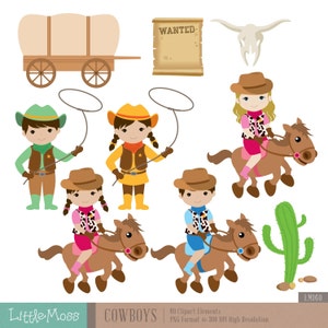Cowboy Digital Clipart, Wild West Clipart, Cowgirl Clipart - Etsy