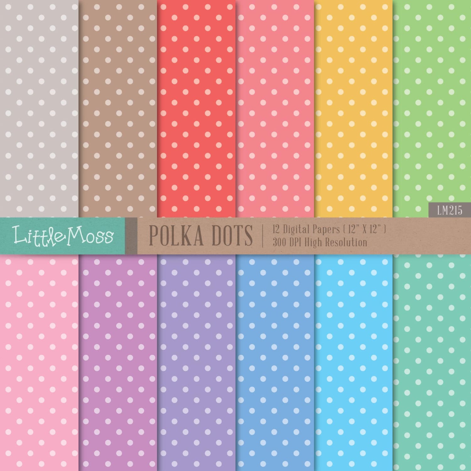 12 Polka Dots Digital Papers - Etsy