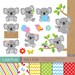 Koala Bear Digital Clipart and Papers - Etsy
