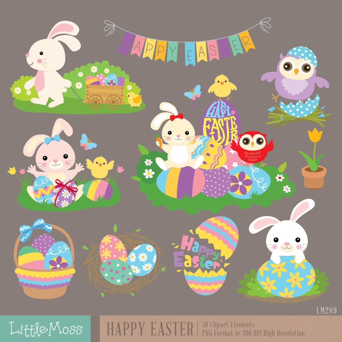 Happy Easter Digital Clipart - Etsy