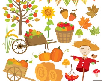 Fall Clipart Harvest Autumn Clipart 15070 - Etsy
