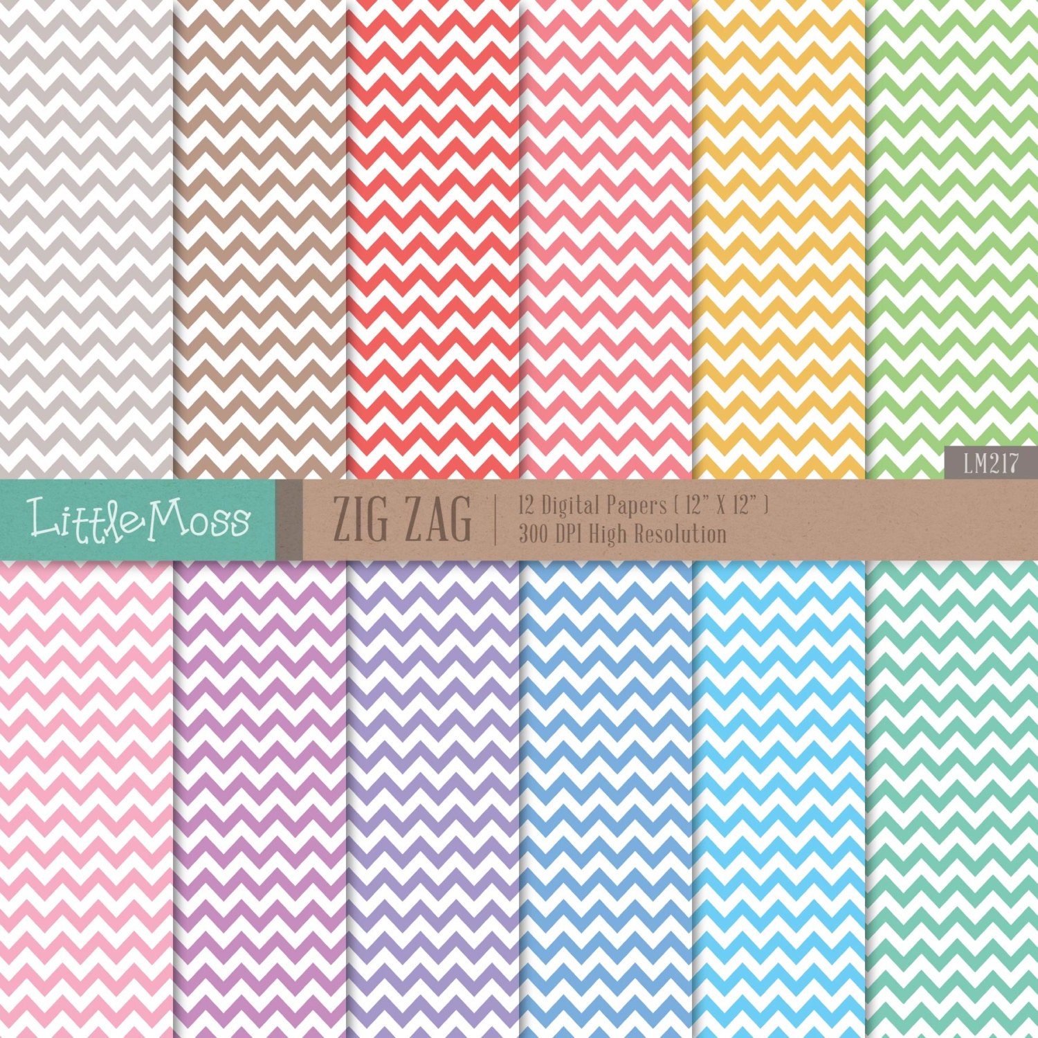 12 Chevron Digital Papers Zig Zag Papers | Etsy