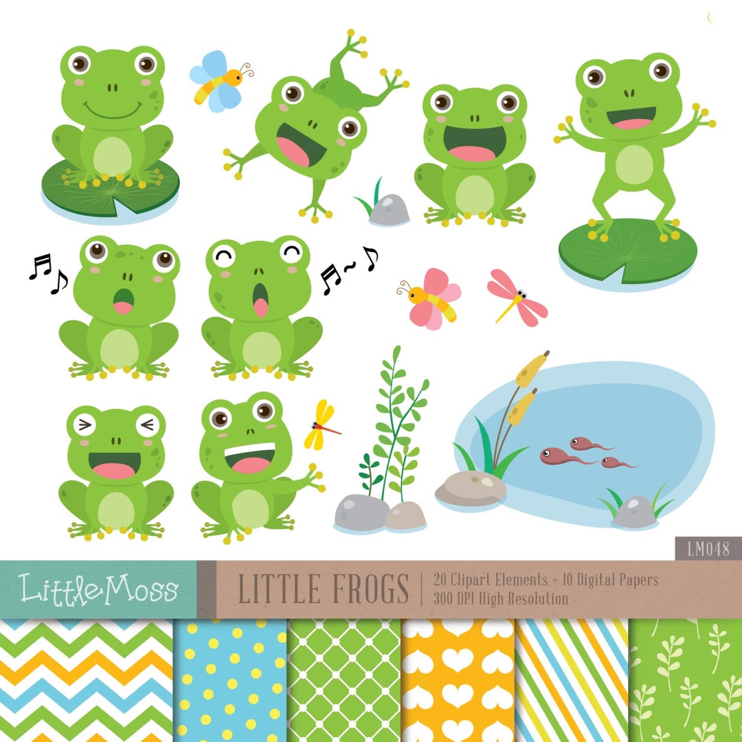 Little Frog Digital Clipart and Papers - Etsy