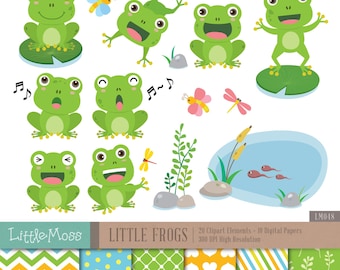 Five Green and Speckled Frogs Clip Art Instant Download File - Etsy