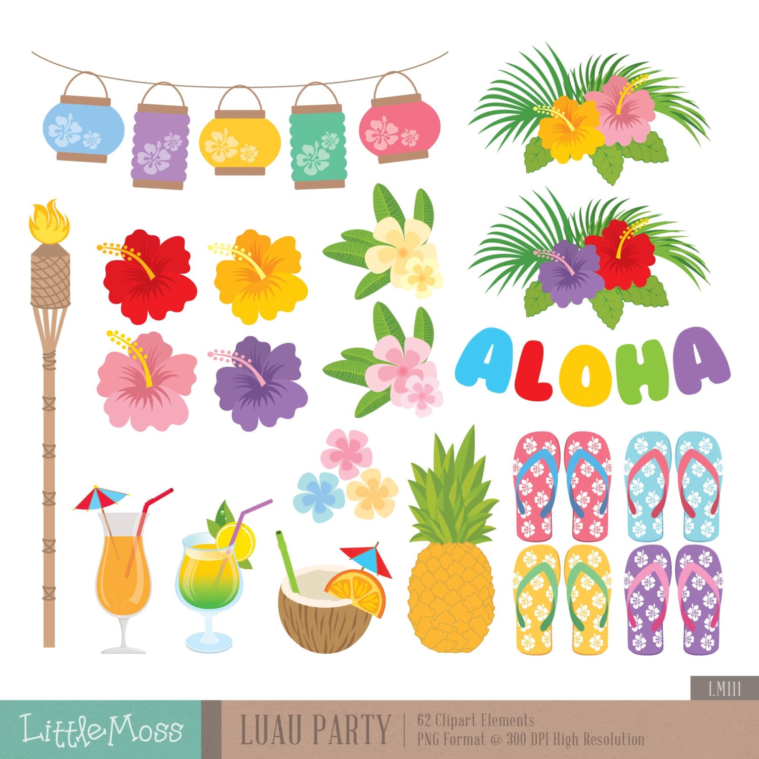 Luau Party Digital Clipart Aloha Clipart Hawaii Clipart - Etsy Canada