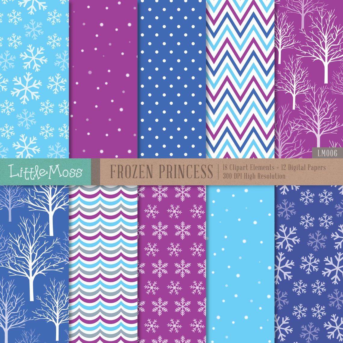 Snow Princess Digital Clipart and Papers Frozen Clipart | Etsy