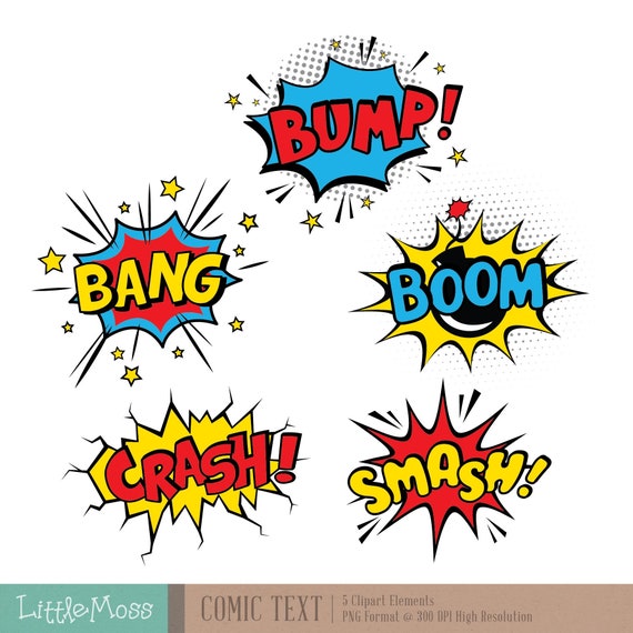 Comic Text Digital Clipart - Etsy