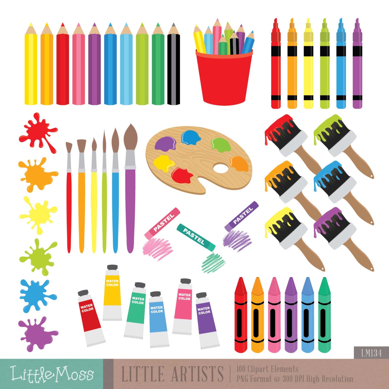 Little Artists Digital Clipart Art Party Clipart | Etsy