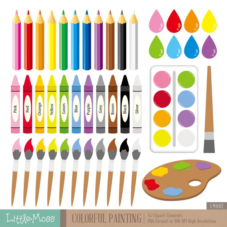 Colorful Painting Digital Clipart Watercolor Clipart Color | Etsy