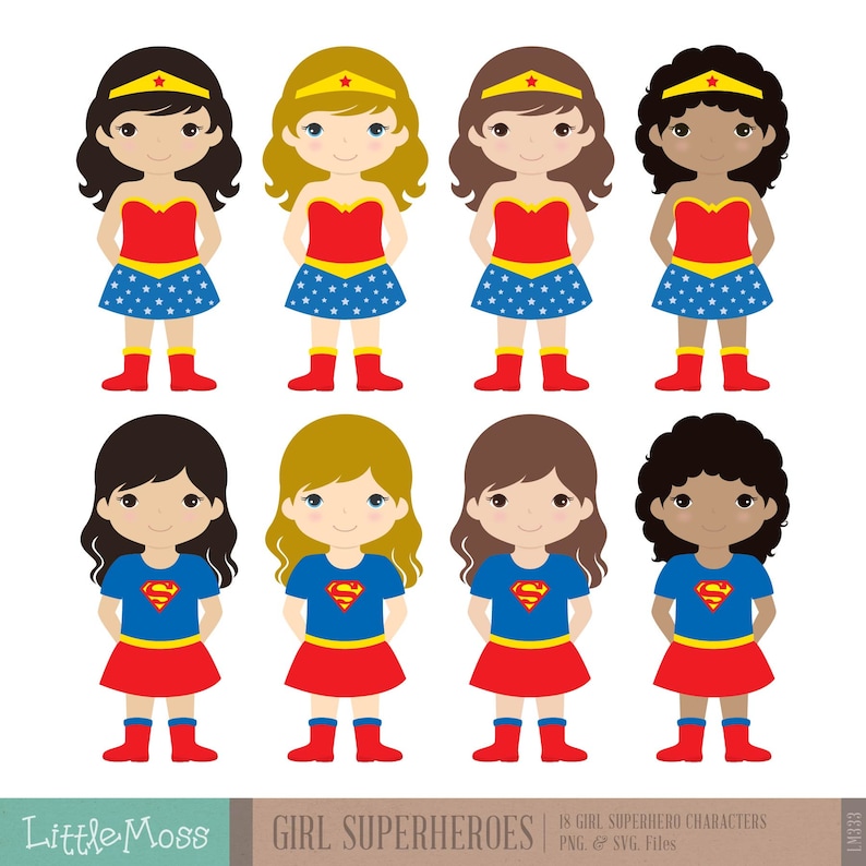 Girl Superheroes Clipart: 73 PNG Images (digital Download) - Etsy