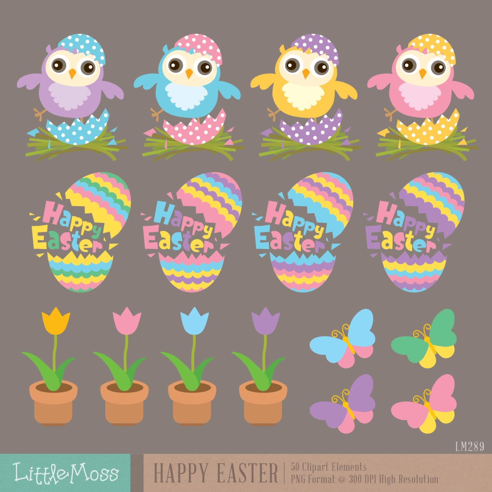 Happy Easter Digital Clipart - Etsy