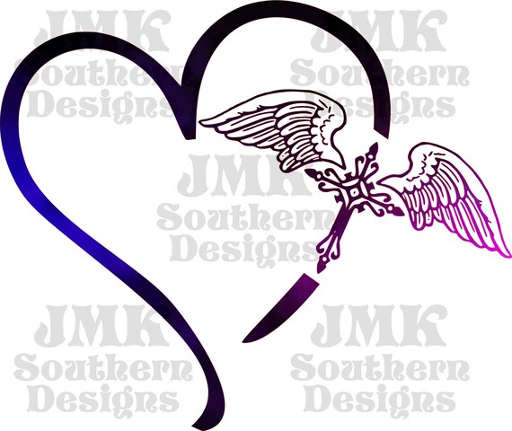 Crosses With Wings And Heart