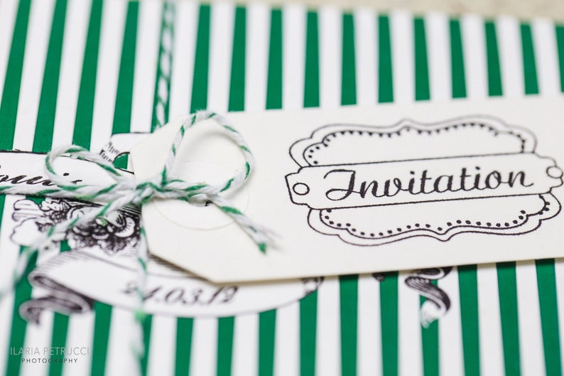 Vintage Stripe Wedding Invitation and RSVP | Etsy