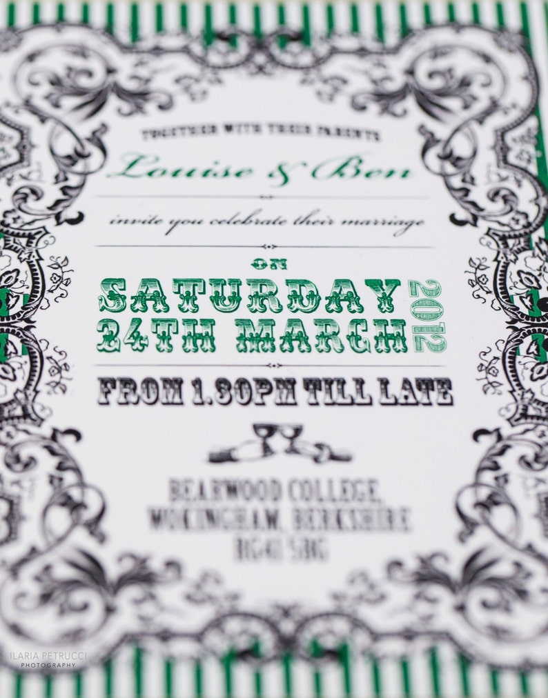 Vintage Stripe Wedding Invitation and RSVP | Etsy