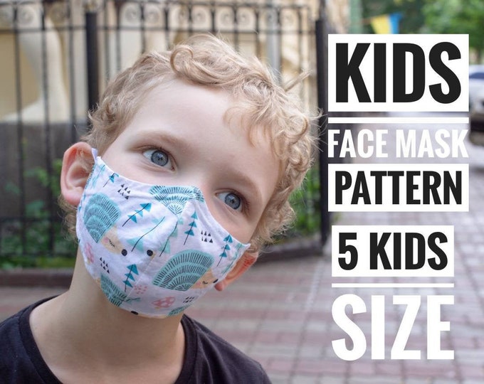 Kids Face Mask Patterns 5 Kids Size Eco Friendly Mask Easy | Etsy