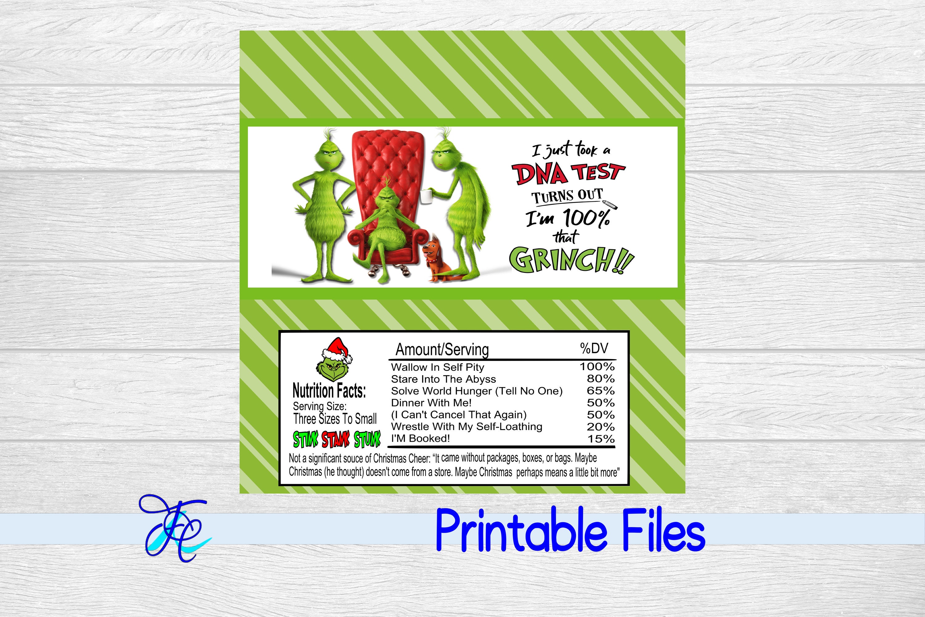 Grinch DNA Test Candy Bar Wrapper Digital Download ONLY - Etsy
