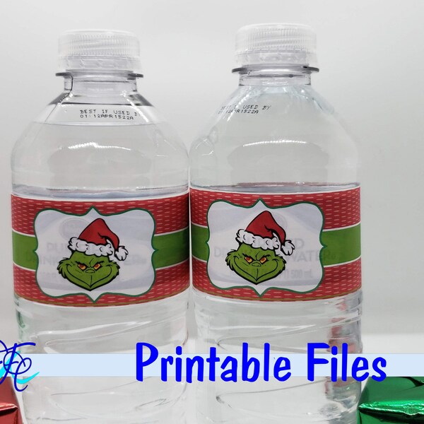 Grinch Water Bottle Label - Etsy