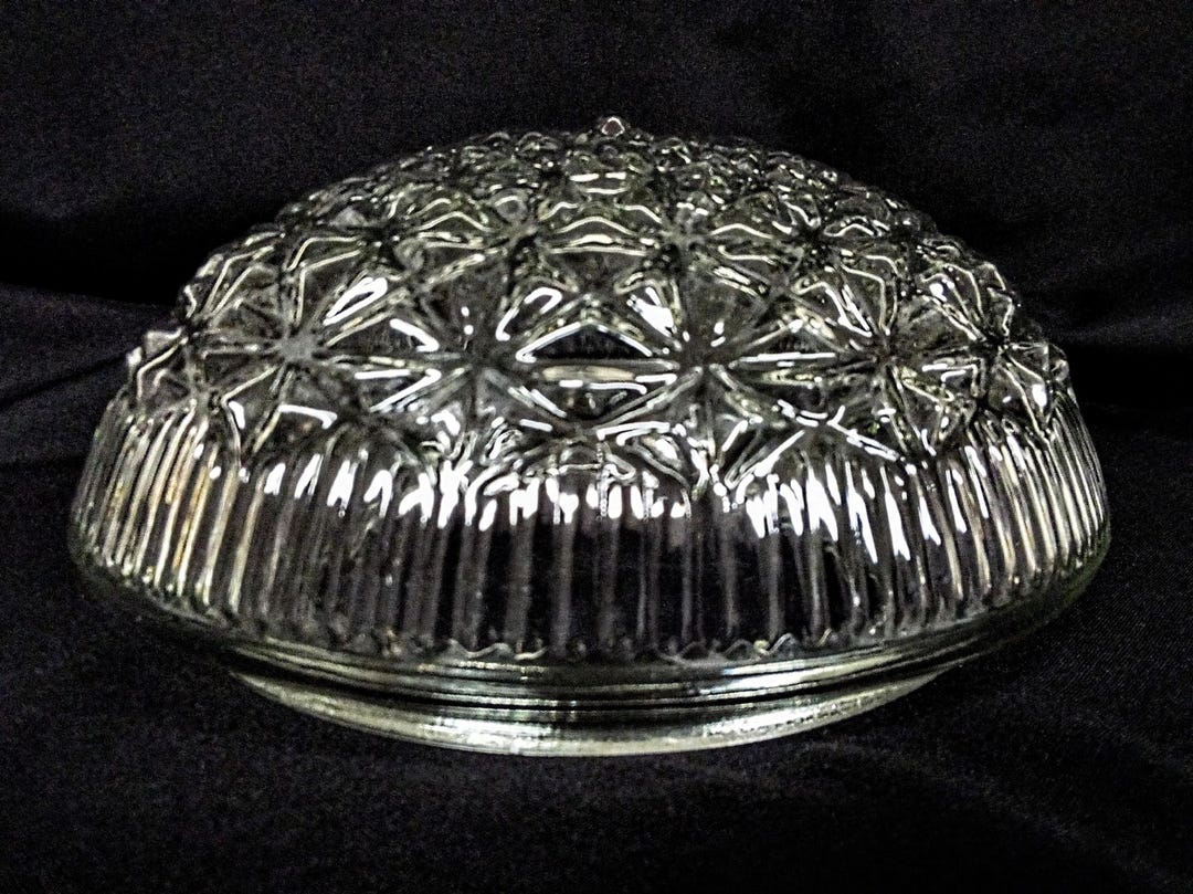 Large MCM Glass Ceiling Light Shade, Midcentuy Diamond Geometric Dome ...