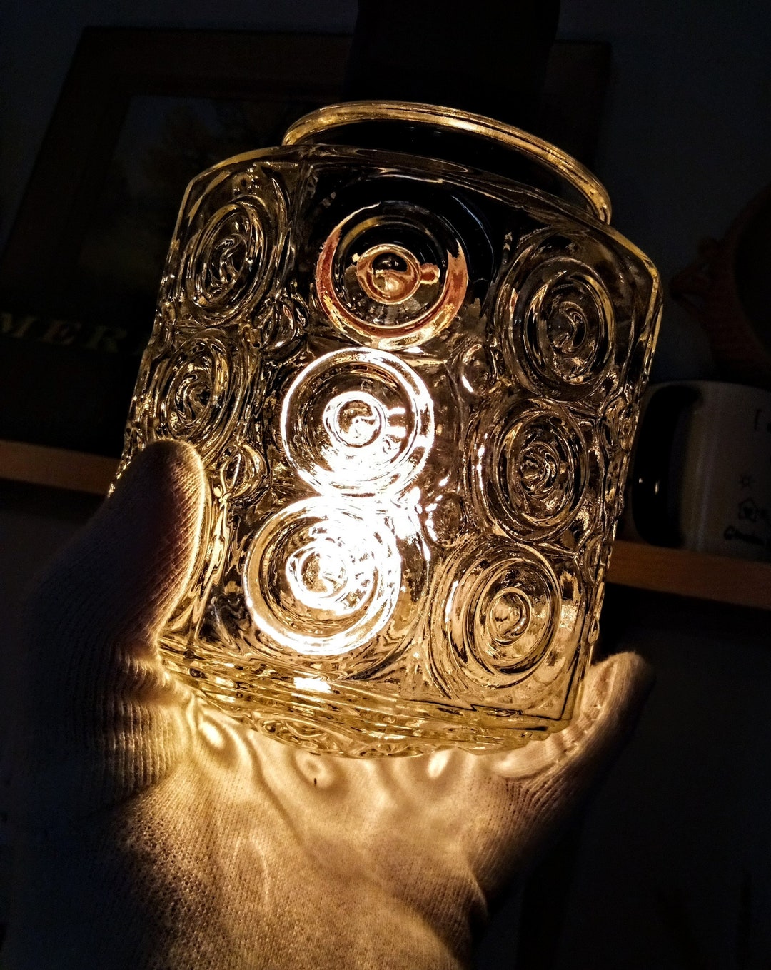 Midcentury Glass Light Shade, Clear Jelly Jar Style Ceiling or Pendant ...