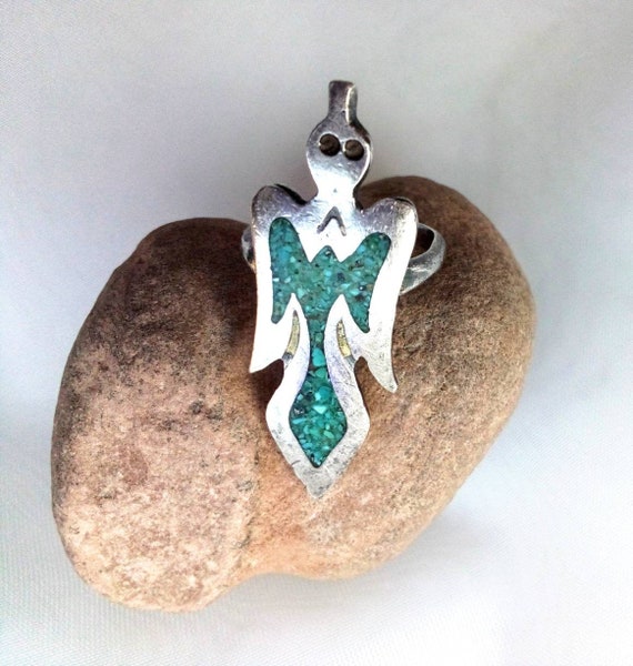 Vintage Native American Thunderbird Silver and Turquo… - Gem
