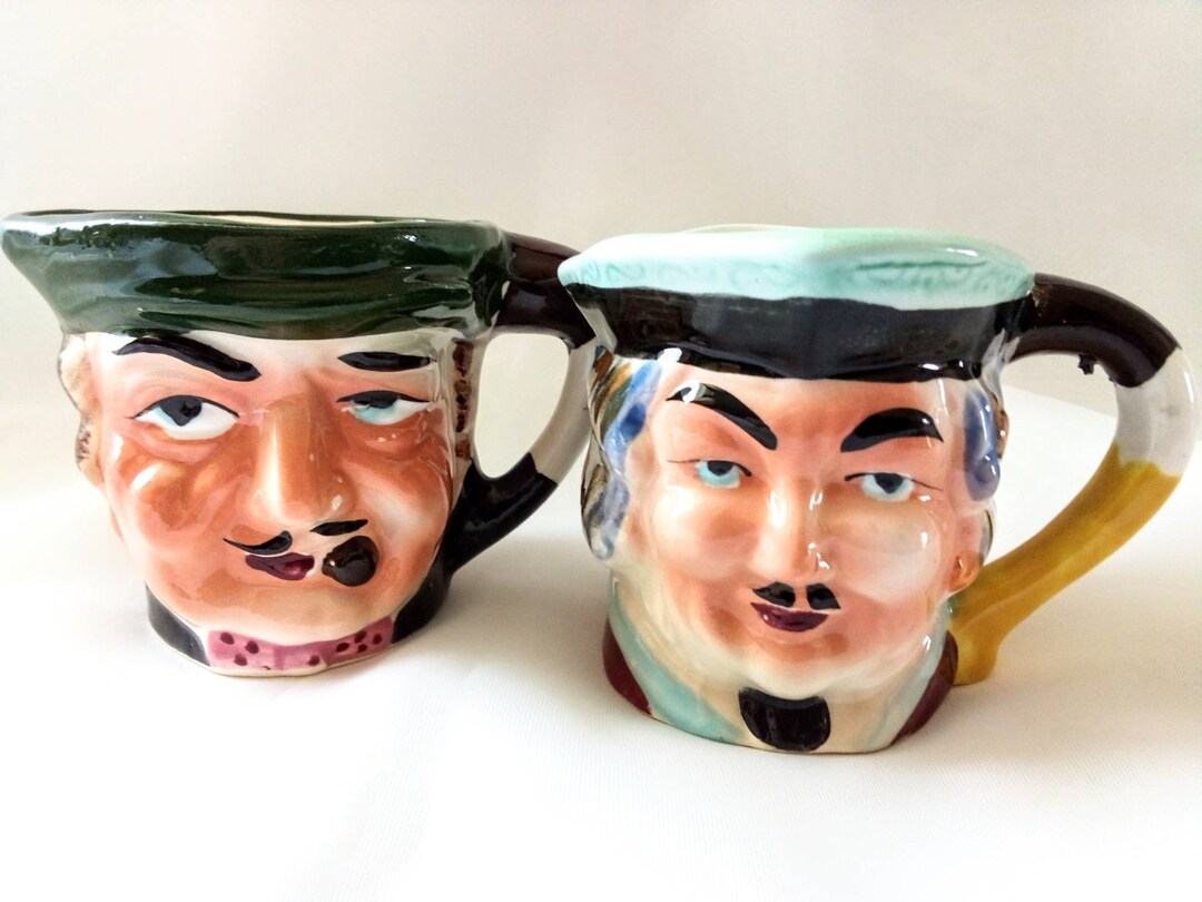 Set of 2 Toby Mugs/pitchers, Miniature Ceramic Toby Mugs, Halloween Fun ...