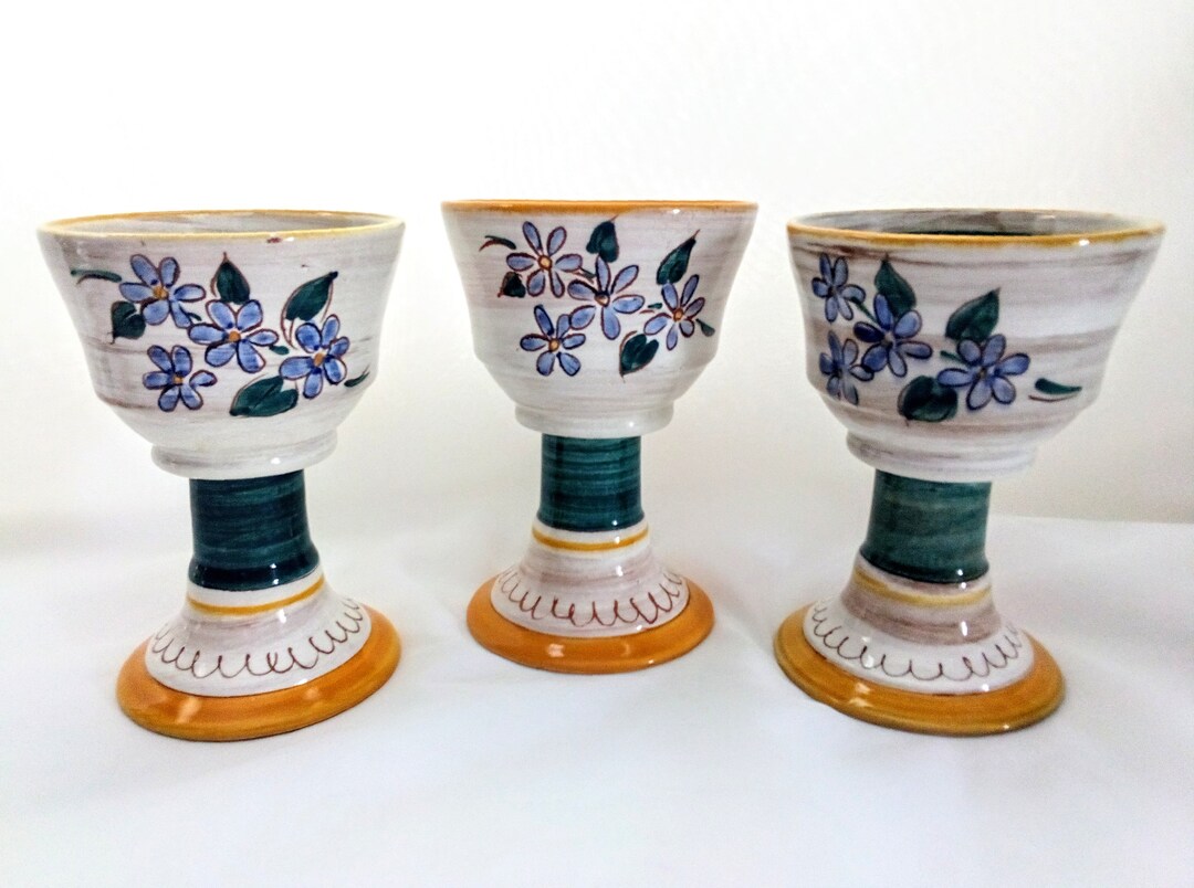 Stangl Art Pottery Handpainted Garden Flowers Goblets, Set of 3-blue ...