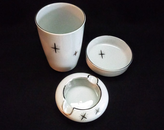 Midcentury Fukagawa Arita #713 Starburst Pattern 3-pc. Set, Ashtray ...