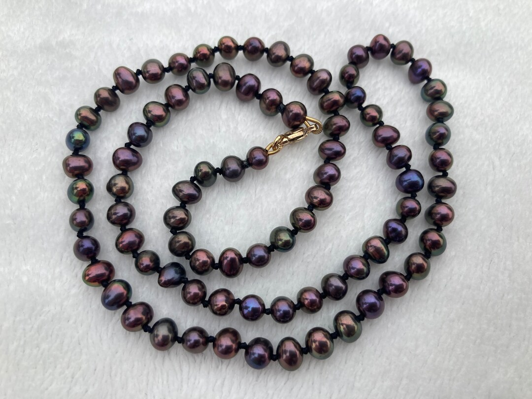 Freshwater Pearl Necklace, AAA Potato Shaped 5-5.5mm Black Irradiated ...