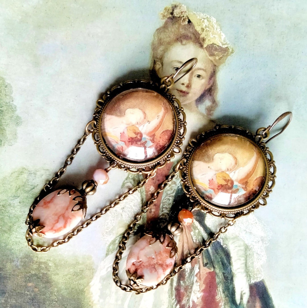 Baroque rococo Earrings, 18th Century Fragonard Painting, Mythology ...