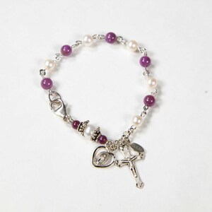 Ruby Pearls Bracelet Rosary for Catholic Women & Girls - Unique Handmade Pocket Rosaries, Gift ...