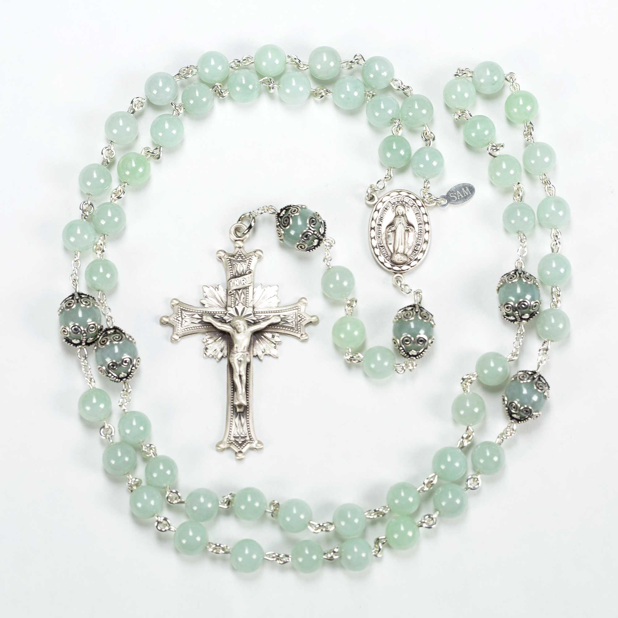 Green Jade Stone Rosary Beads Catholic Women & Mothers | Etsy
