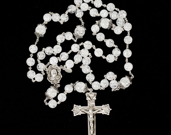 Cracked Crystal Catholic Rosary Handmade Gift for Women | Etsy