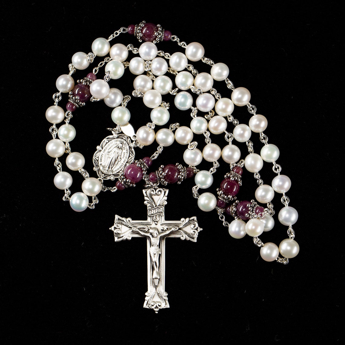 Pearl & Ruby Catholic Women's Rosary Handmade Heirloom - Etsy