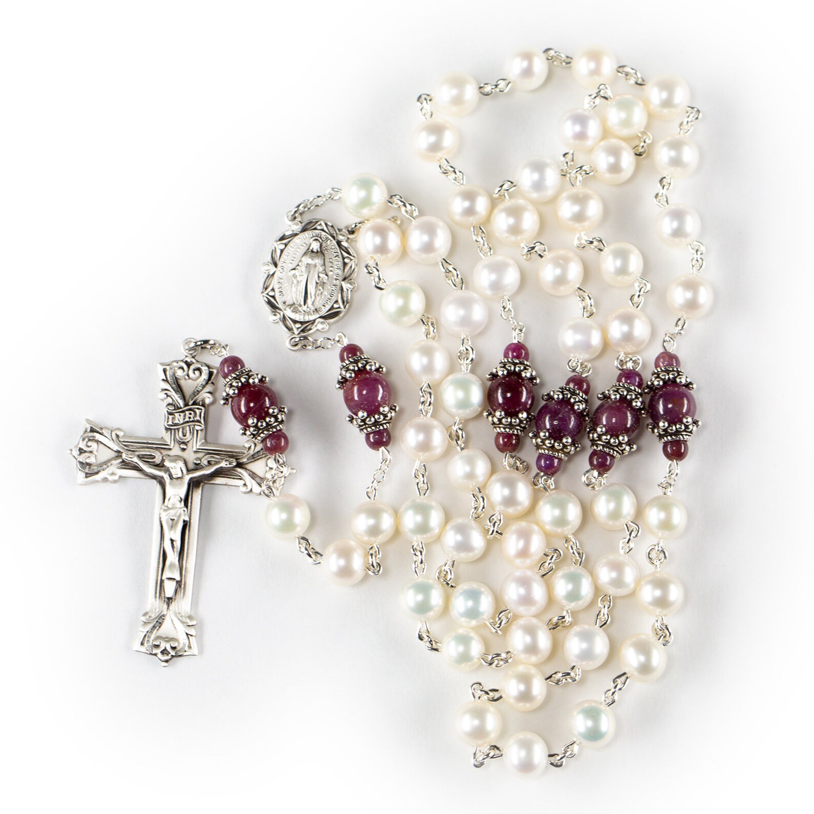 Pearl & Ruby Catholic Women's Rosary Handmade Heirloom - Etsy