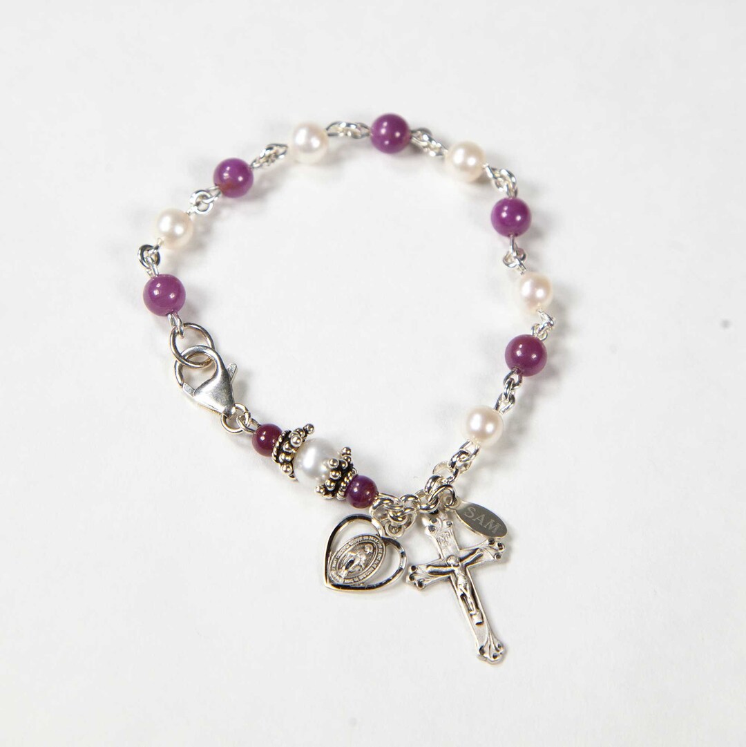 Ruby Pearls Bracelet Rosary for Catholic Women & Girls - Unique ...
