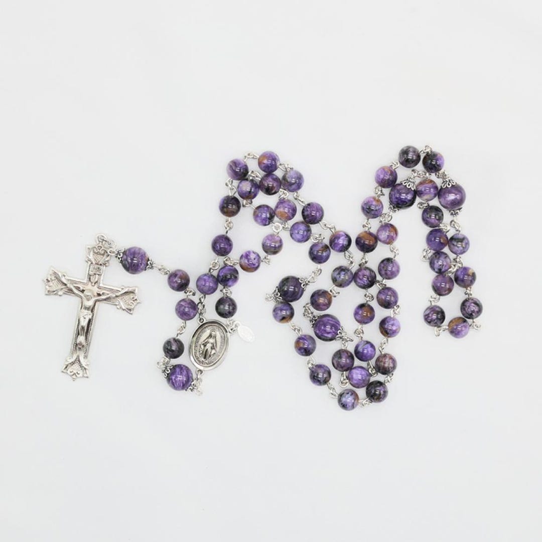 Charoite Women's Rosary -A Reflection of Sorrowful Mysteries - Handmade ...