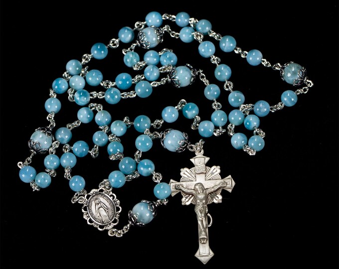 Blue Larimar Catholic Rosary - Handmade, Heirloom Rosaries Gift for ...