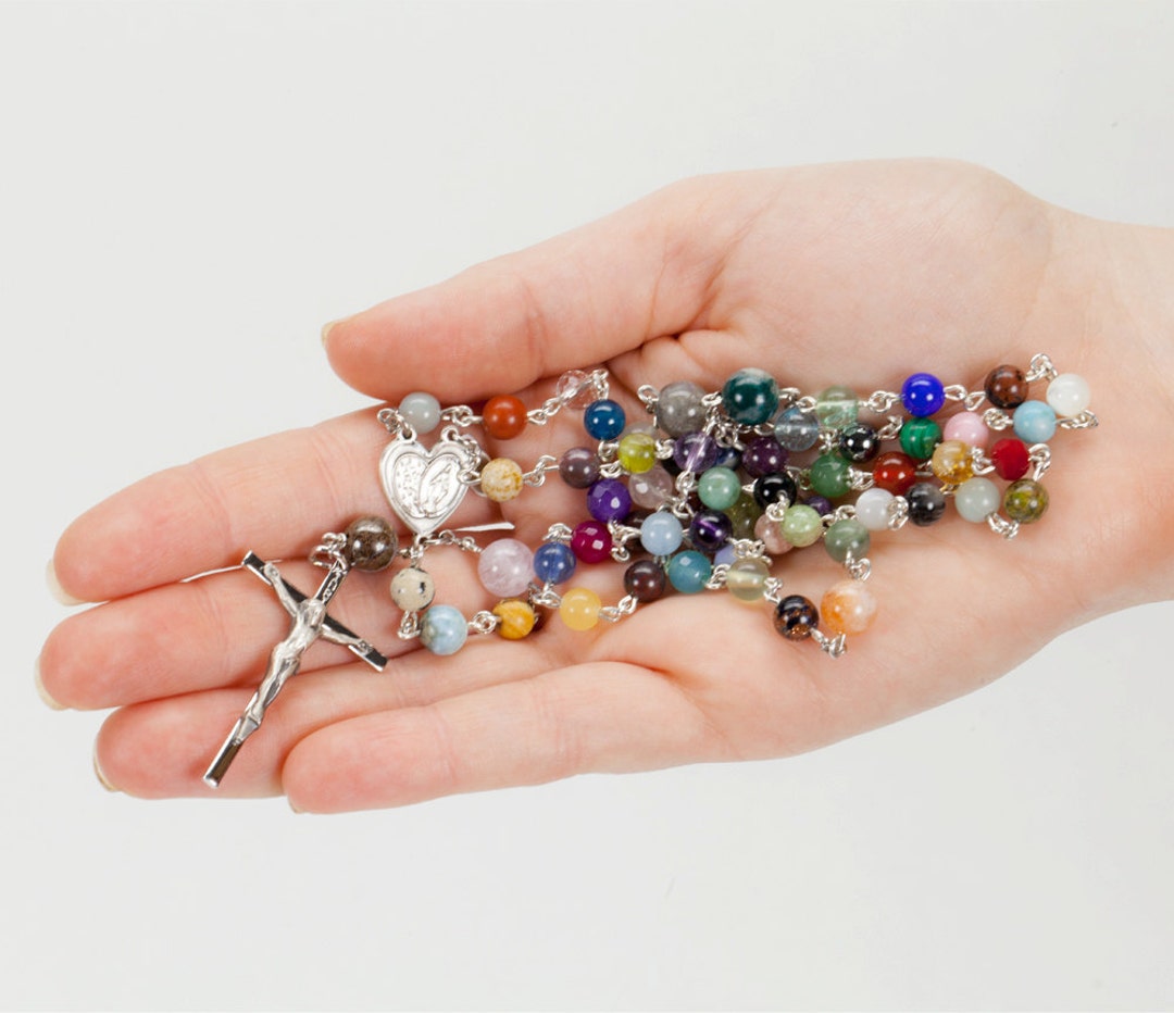 Unique Heirloom Catholic Rosary - "we Are One Body" Semi-precious ...