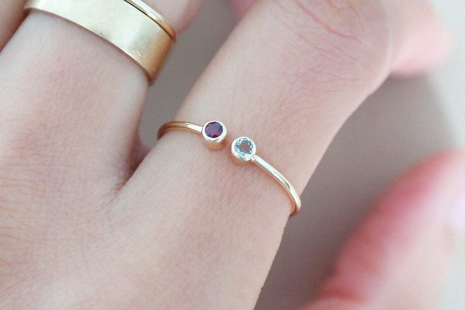 Gold Ruby and Aquamarine Ring Ruby Solitaire Ring 9ct Solid - Etsy