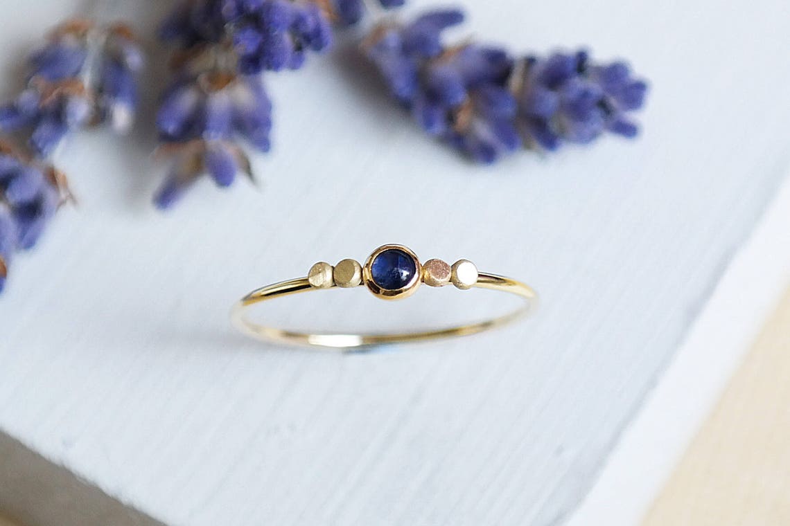 Solid Gold Sapphire Ring Sapphire Stacking Ring 9ct Gold | Etsy